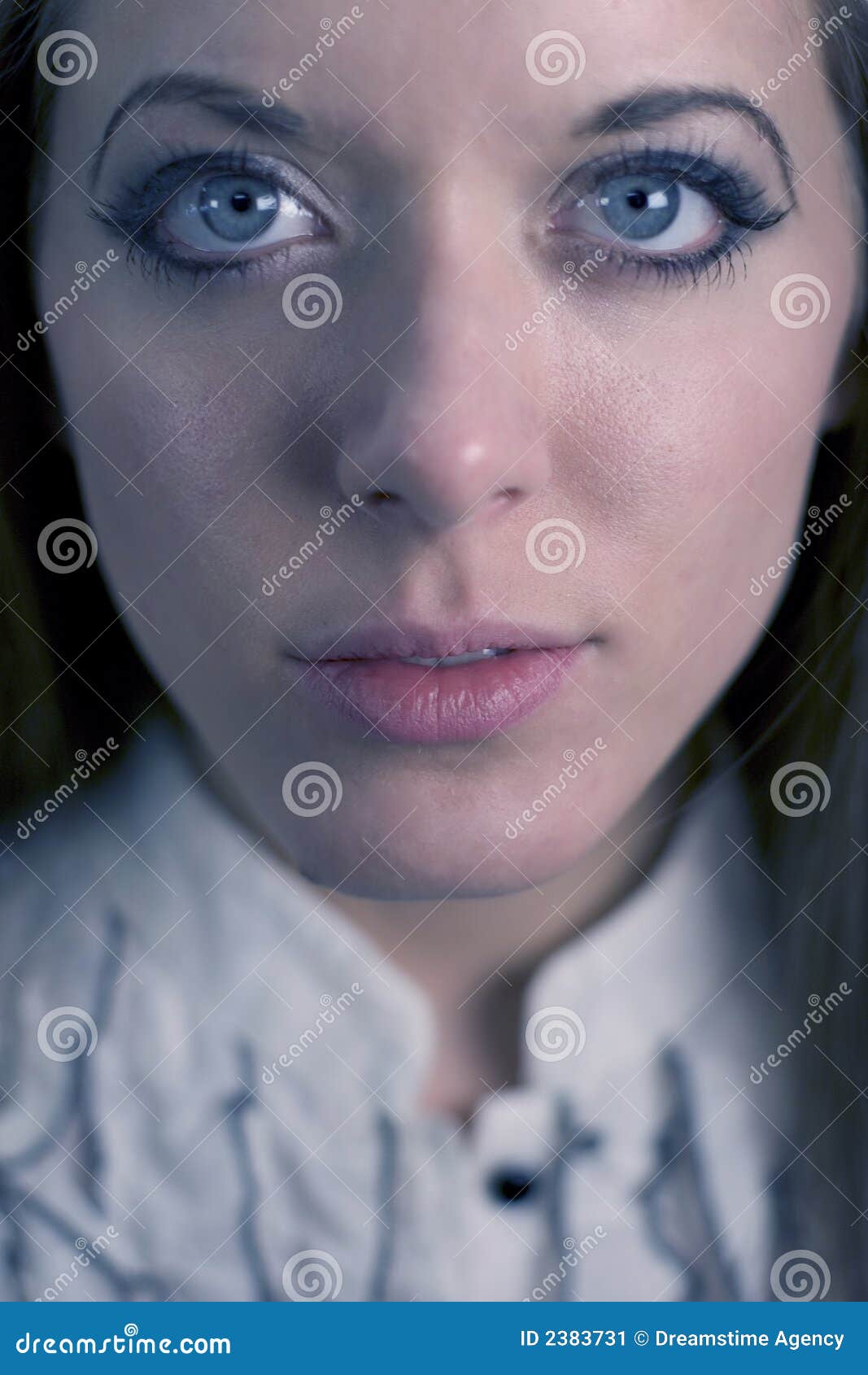 Blue eyed lady stock image. Image of portrait, makeup - 2383731