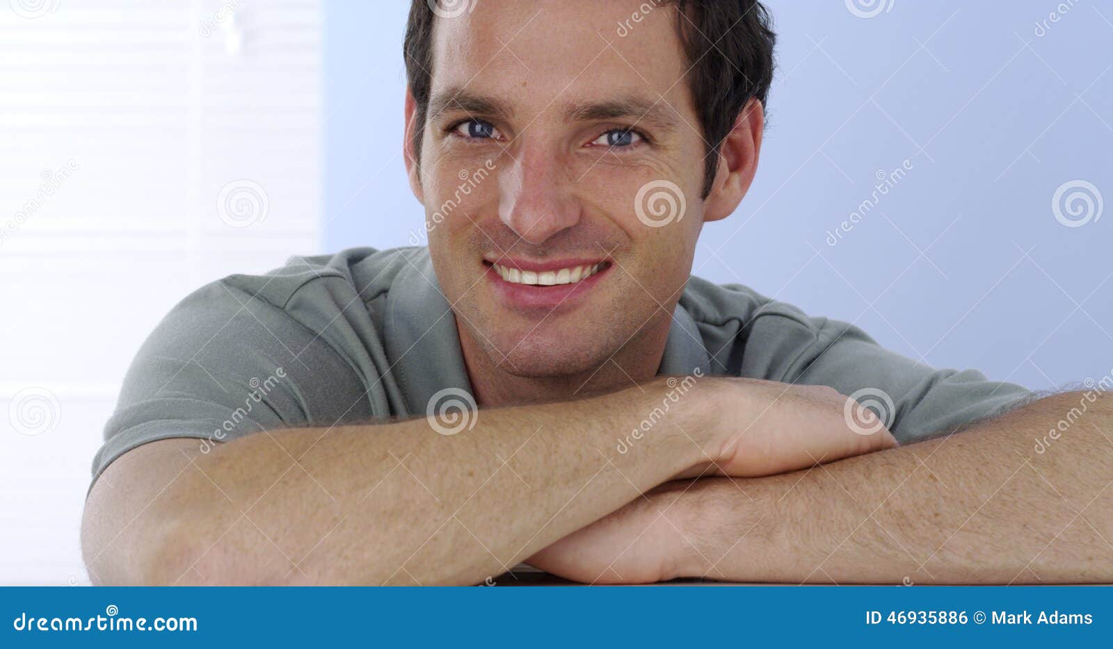 Blue Eyed Man Smiling at Camera Stock Photo - Image of blue, silhouette ...