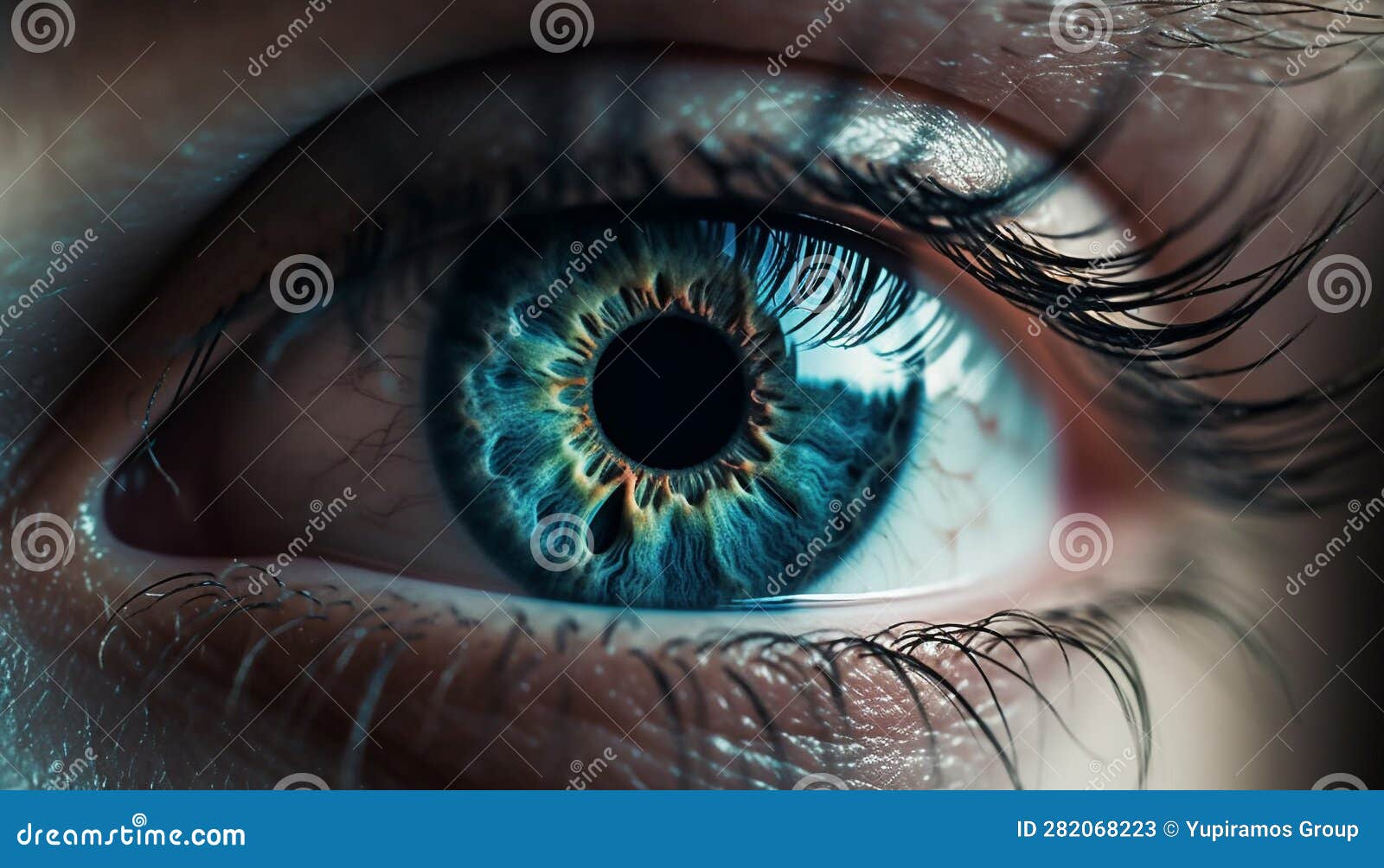 Blue Eyed Woman Staring at Camera with Selective Focus on Iris ...