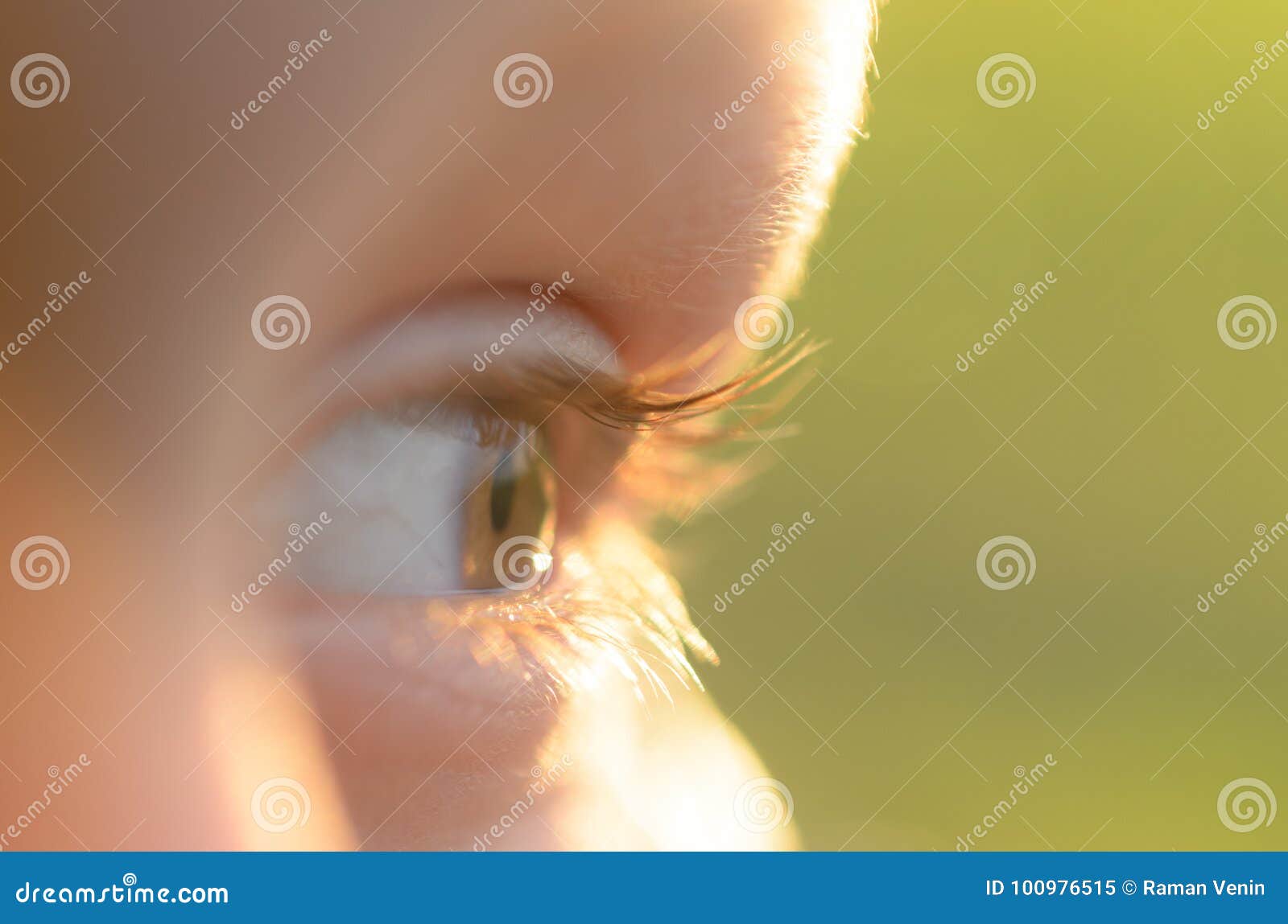 Blue Eyes of a Close-up Boy Look Straight and in the Side. Stock Image ...