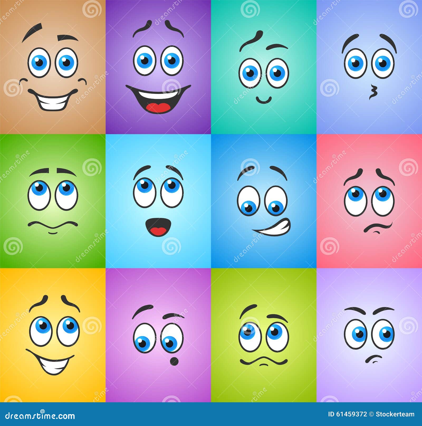 Blue Eyes in Emotions on Colored Stock Vector - Illustration of bandage ...