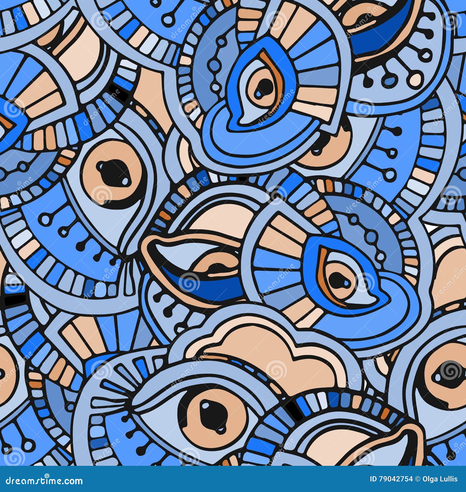 Blue eyes pattern stock vector. Illustration of seamless - 79042754