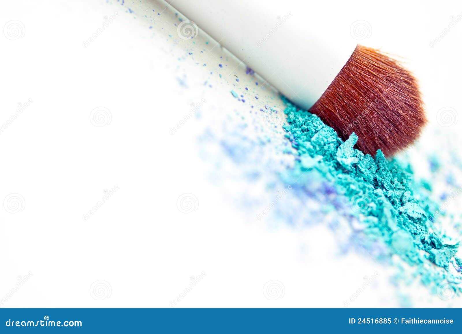 Blue Eyeshadow Make-up Powder and Brush Stock Image - Image of vanity ...