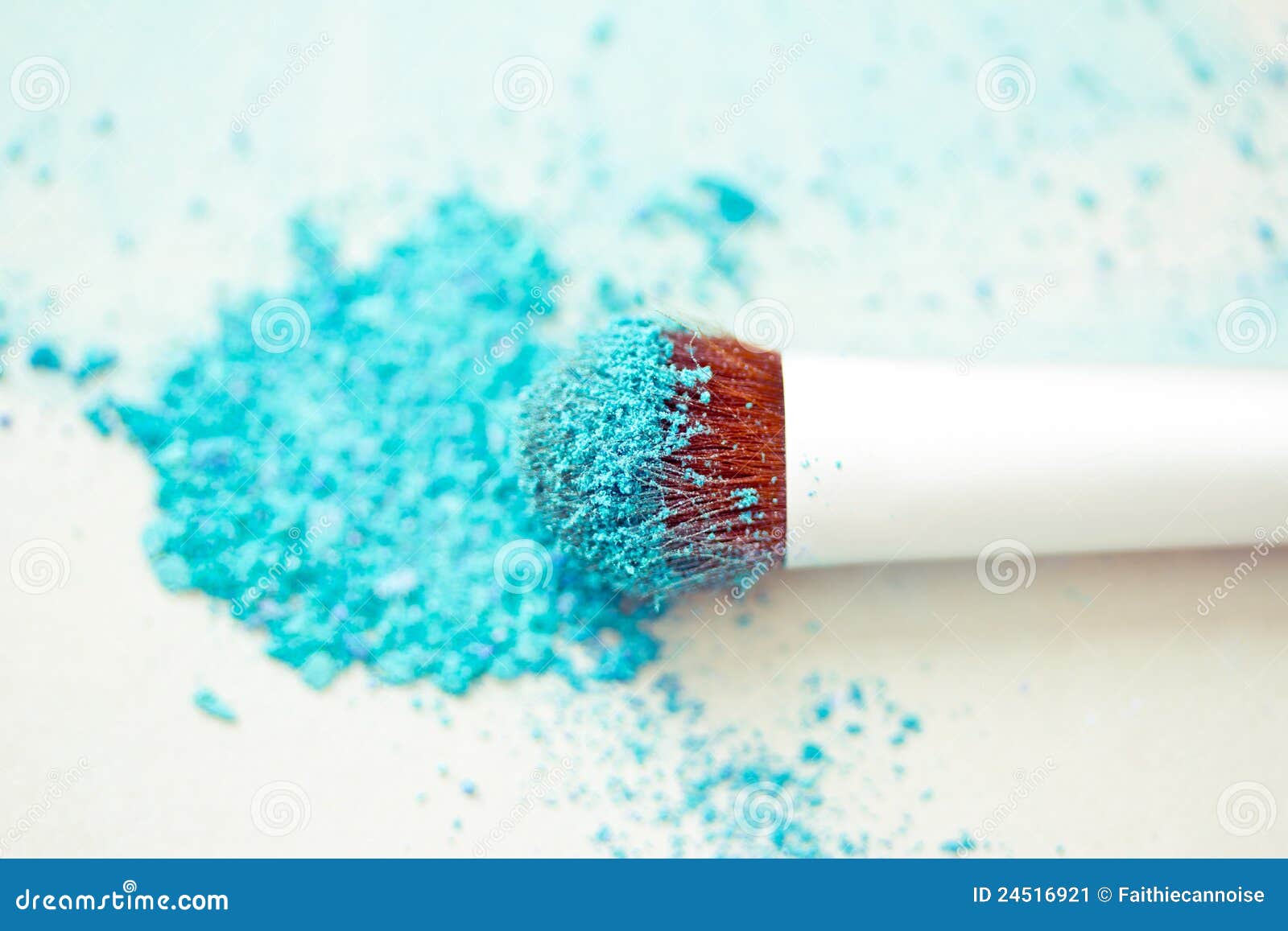 Blue Eyeshadow Make-up Powder and Brush Stock Image - Image of beauty ...