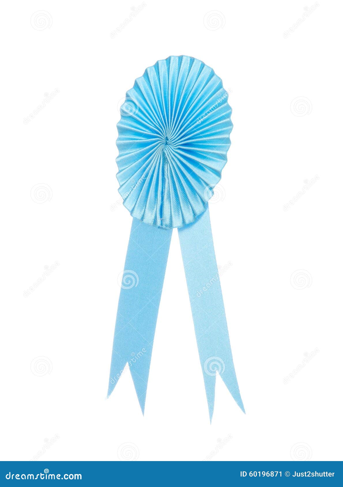 Blue Fabric Award Ribbon Isolated on White Stock Image - Image of ...