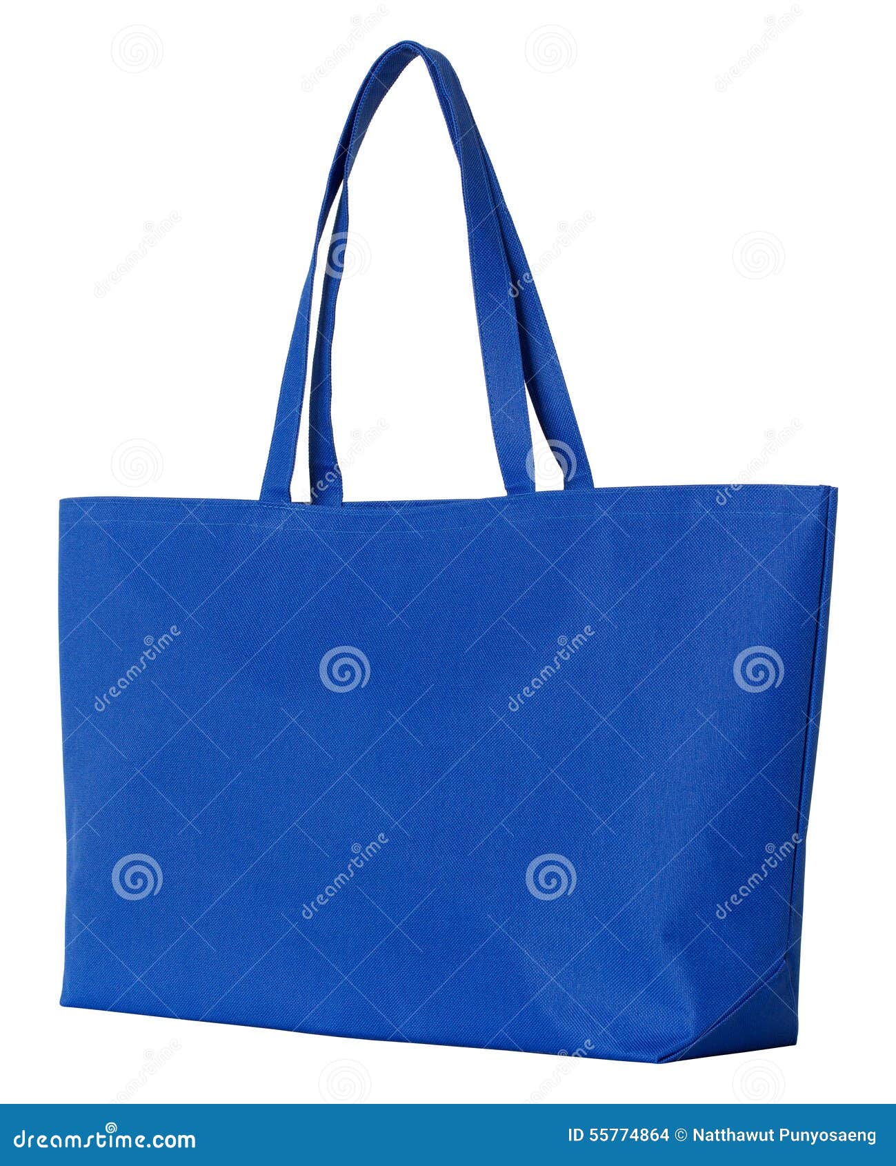 Blue Fabric Bag Isolated on White Stock Photo - Image of gift, clipping ...