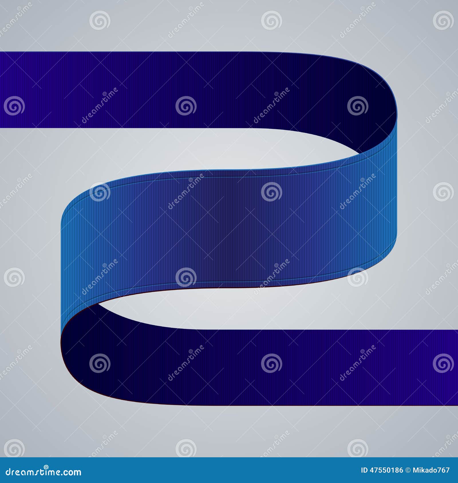 Blue Fabric Curved Ribbon on Grey Background Stock Vector ...