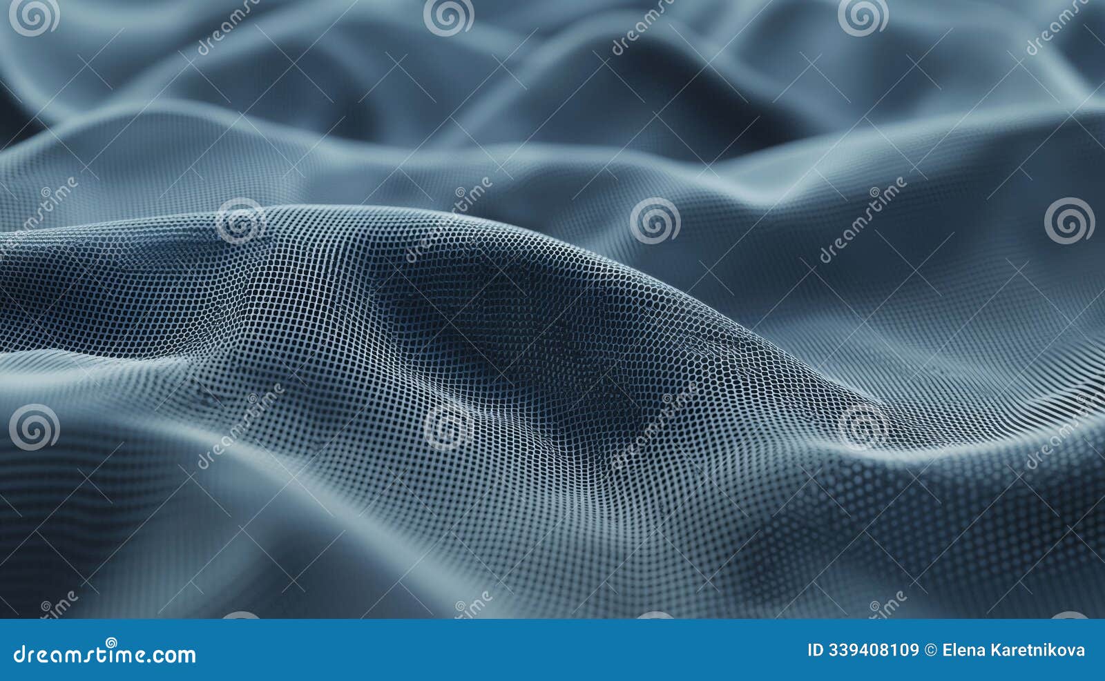 Blue Fabric with Matrix-like Structure Ripples and Flows, Creating ...