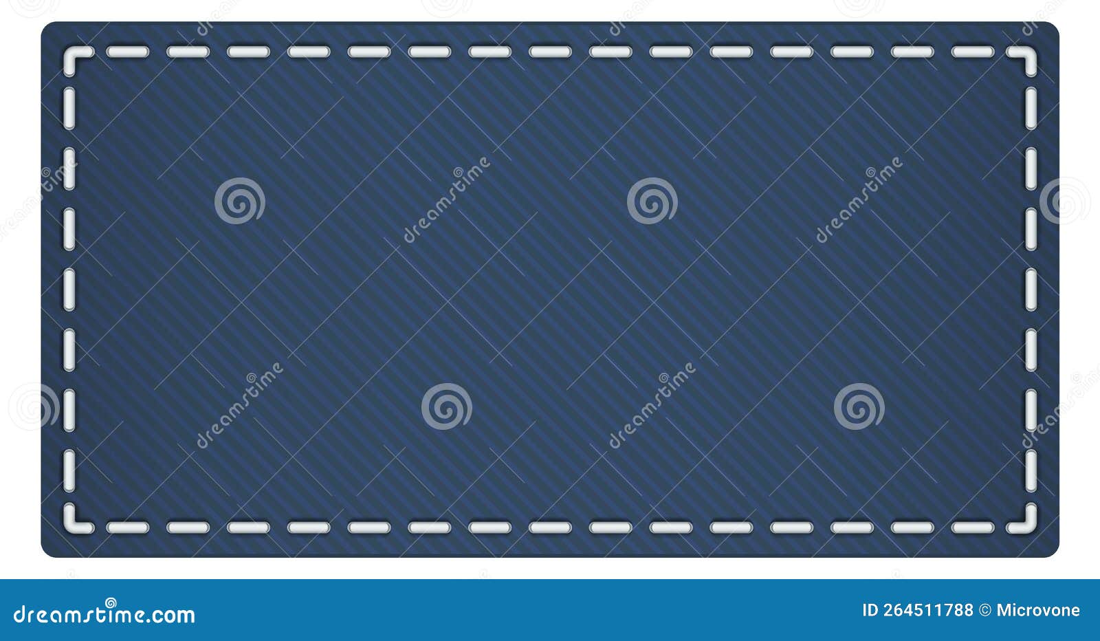 Blue Fabric Patch with Realistic Seam. Empty Frame Stock Vector ...