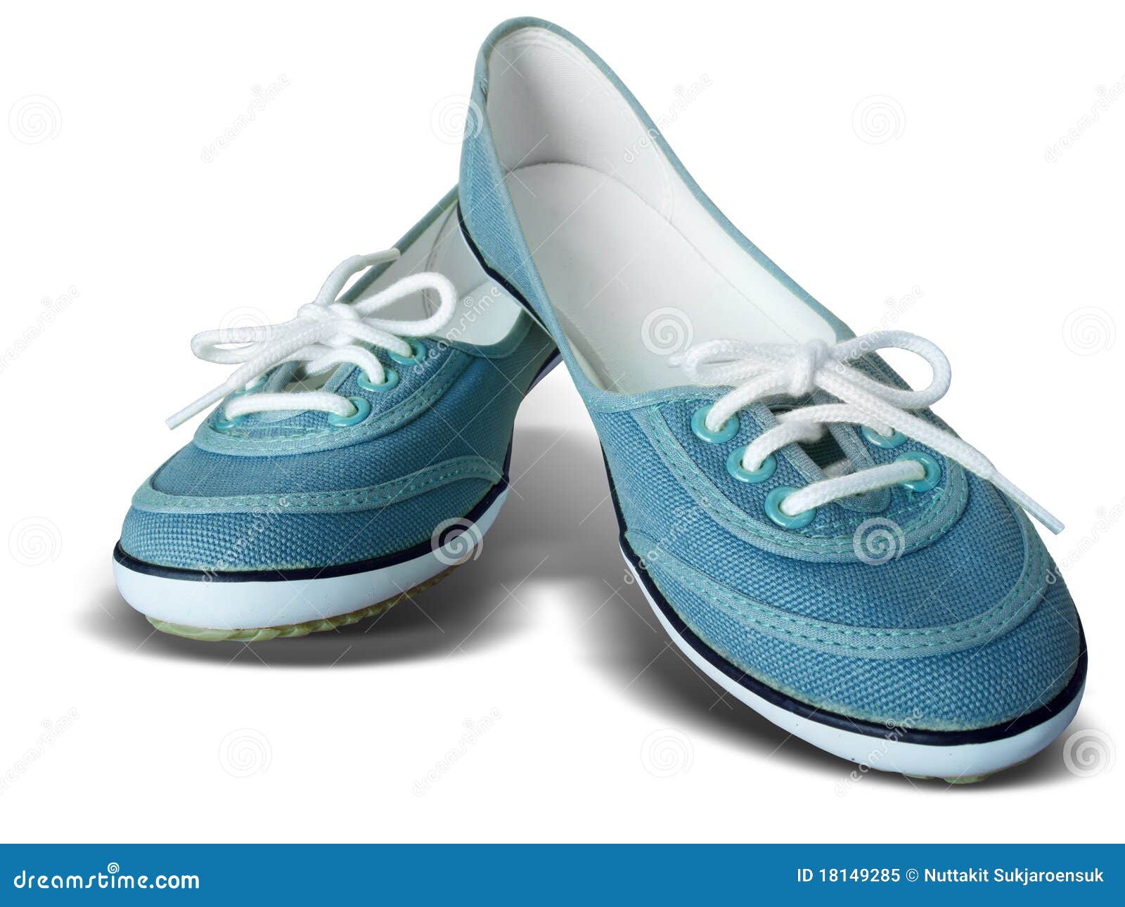 Blue Fabric Shoes on White Background Stock Image - Image of clothing ...