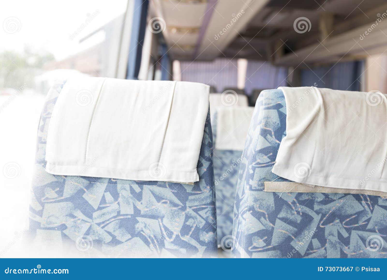 Blue Fabric Vehicle Seat on Bus Stock Image - Image of journey, travel ...