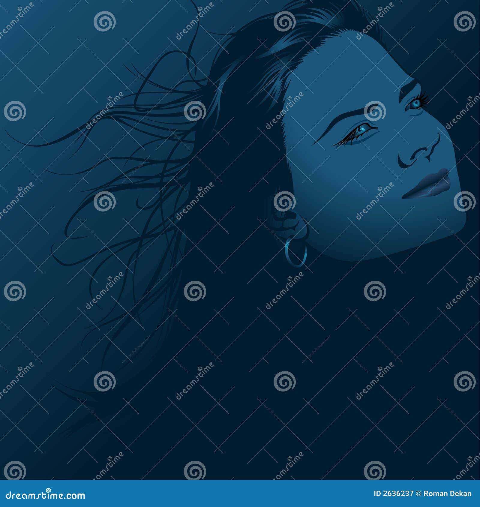Blue face stock vector. Illustration of clipart, woman - 2636237