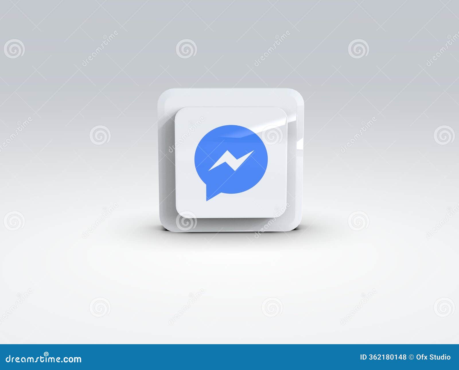 Blue Facebook Messenger App 3d Render, White Background Isolated Button ...