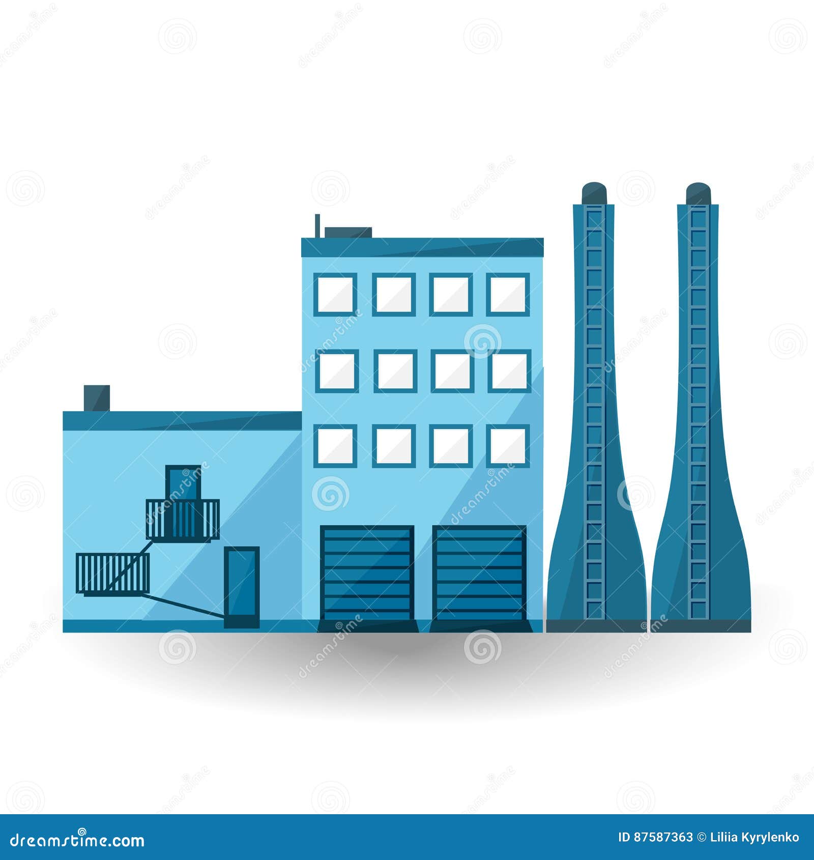 BLUE Factory , Flat Illustration Industry Plant, Stock Illustration ...
