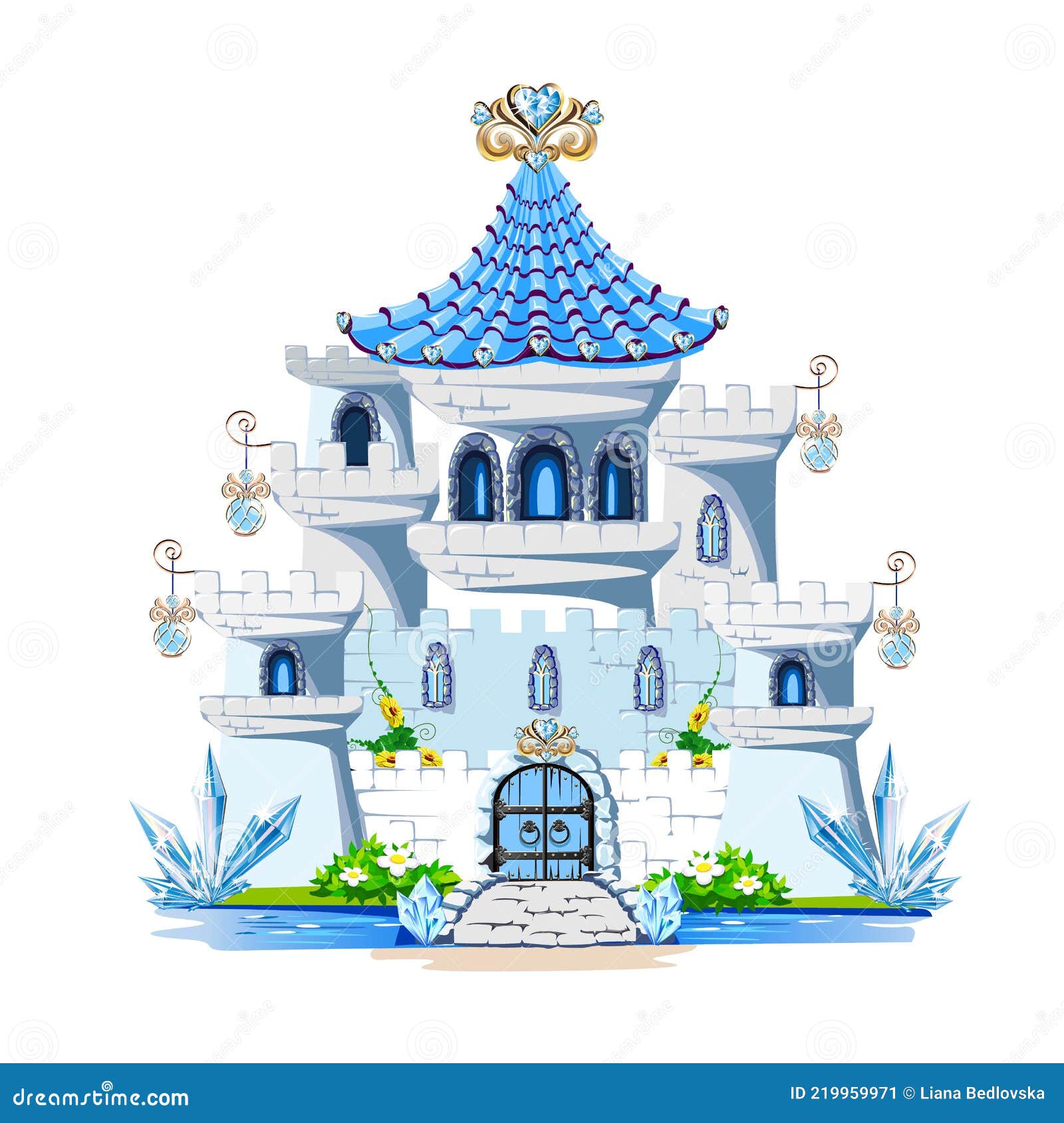 Fairy Tale Blue Castle for a Beautiful Princess Stock Vector ...