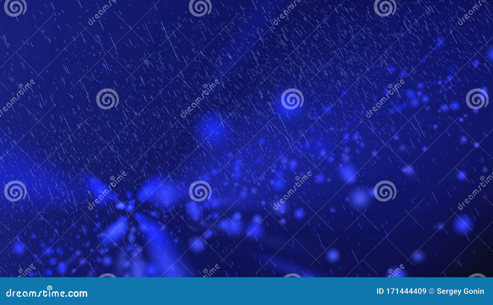 Blue Falling Particle with a Round Shape on a Black Background, the ...