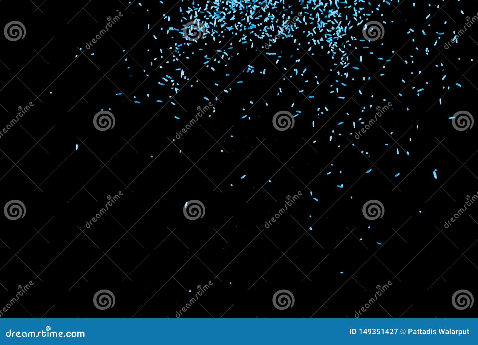 Blue Falling Particles Round Shape on Black Backround Stock Image ...