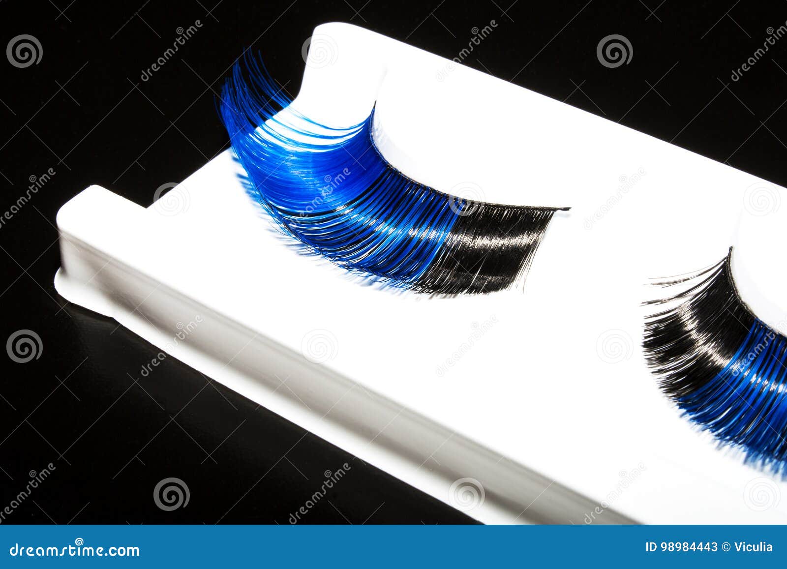Blue False Eyelashes Close-up on Black Background Stock Image - Image ...