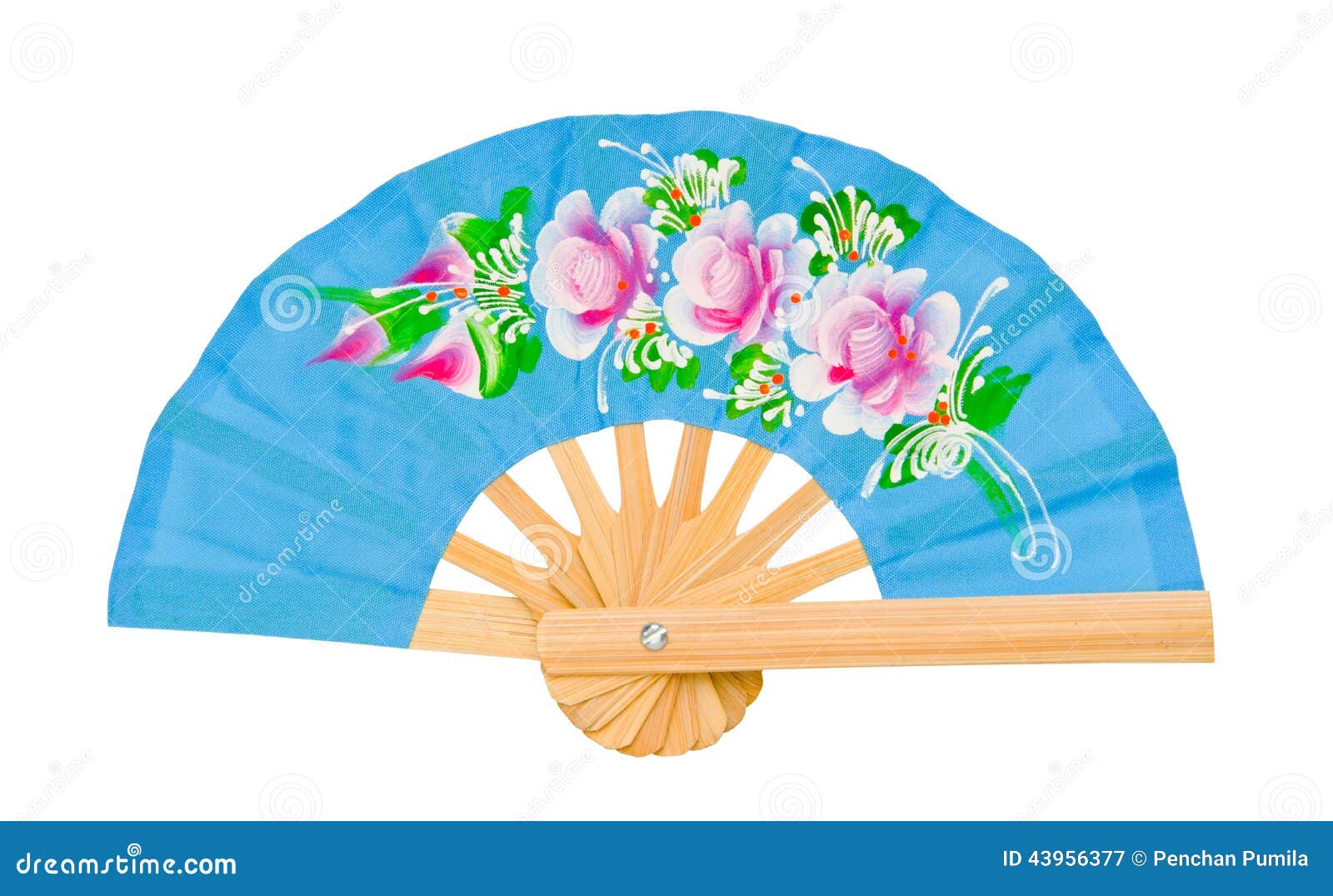 Blue Fan Isolated on White Background Stock Image - Image of japan ...