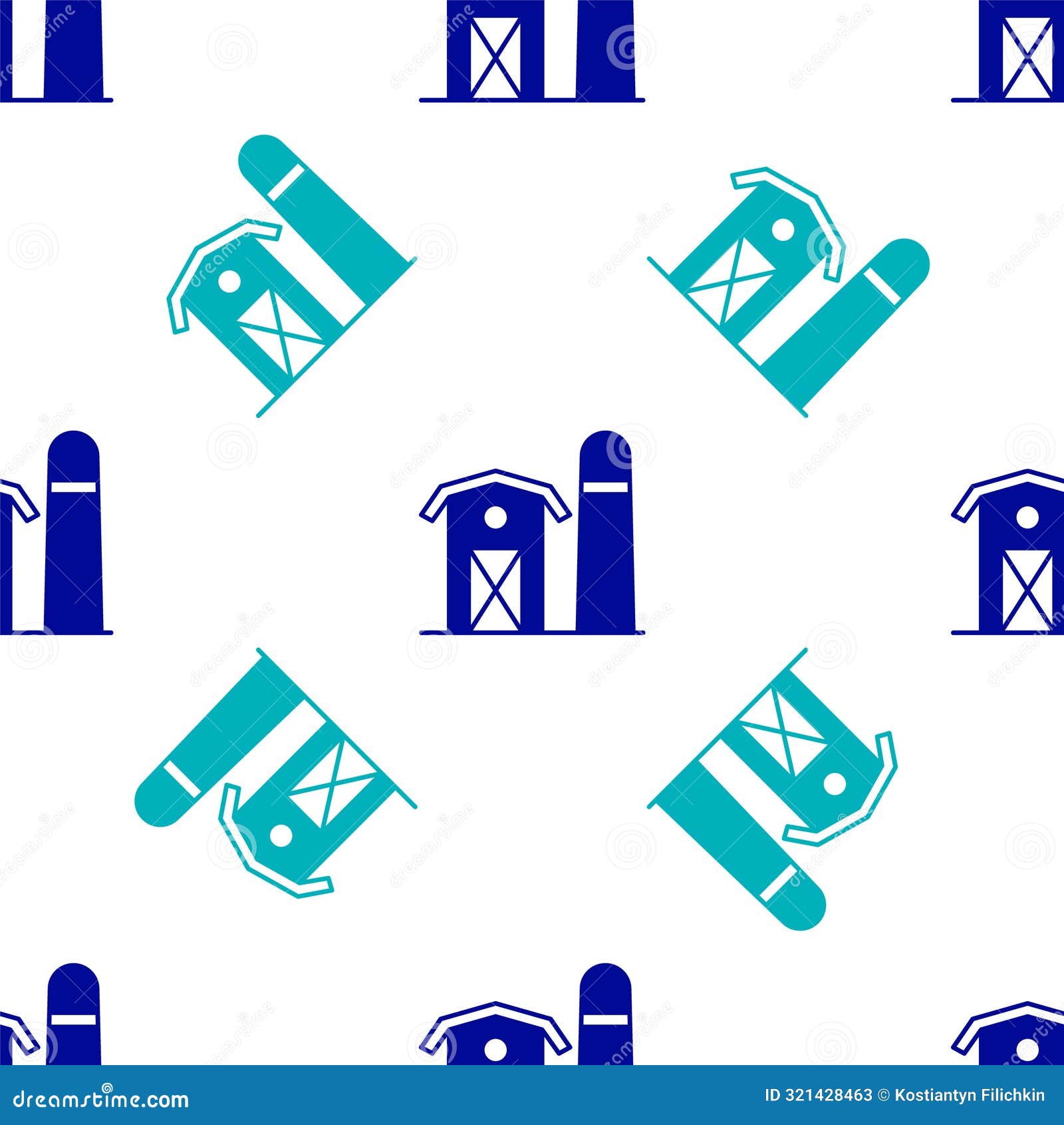 Blue Farm House Icon Isolated Seamless Pattern on White Background ...