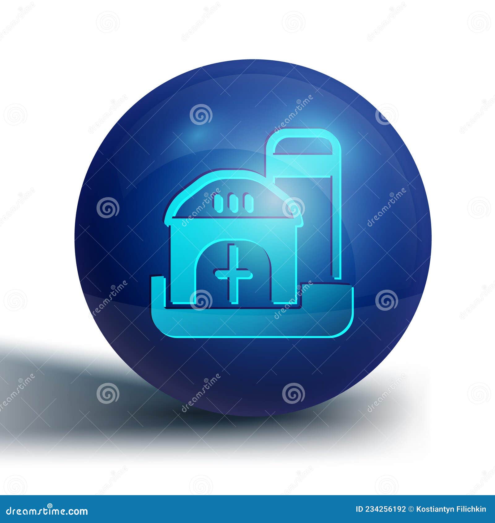 Blue Farm House Icon Isolated on White Background. Blue Circle Button ...