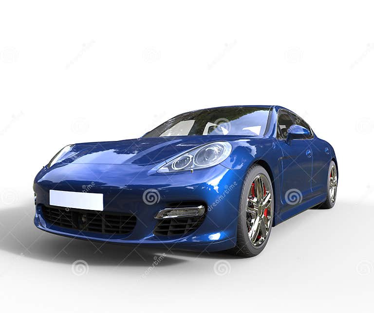 Blue Fast Car Front View stock illustration. Illustration of engine ...
