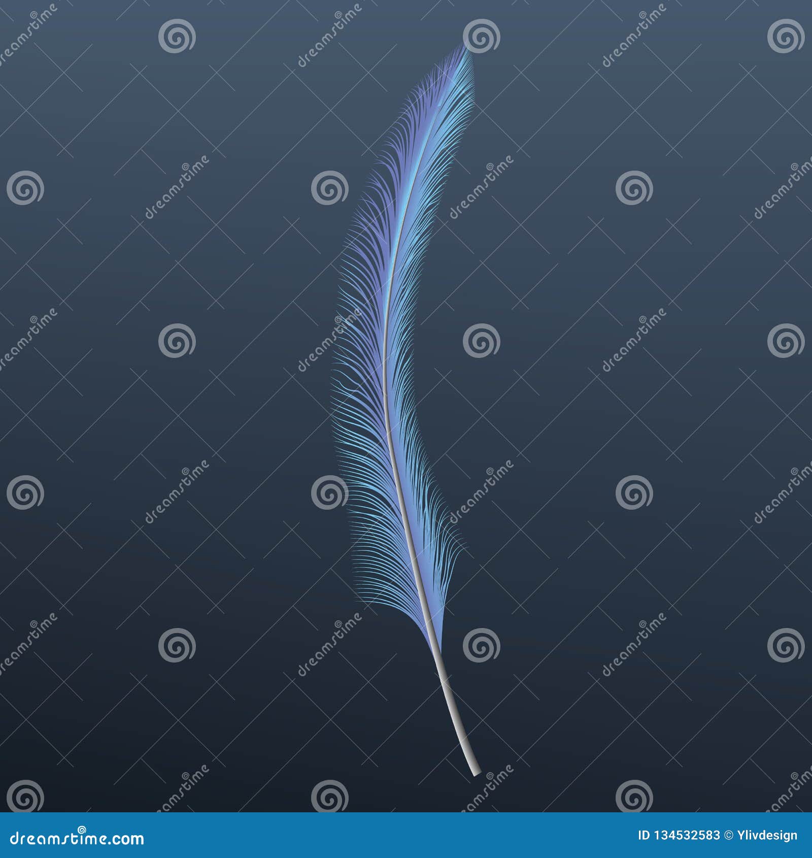 Blue Feather Icon, Realistic Style Stock Vector - Illustration of ...