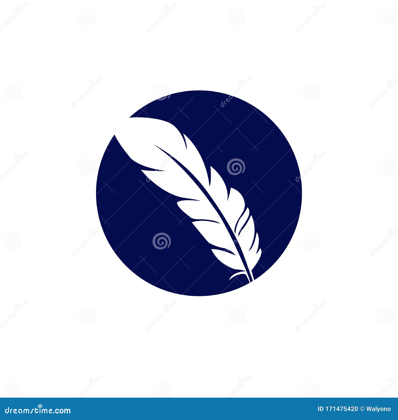 Blue feather. Logo stock vector. Illustration of decoration - 171475420