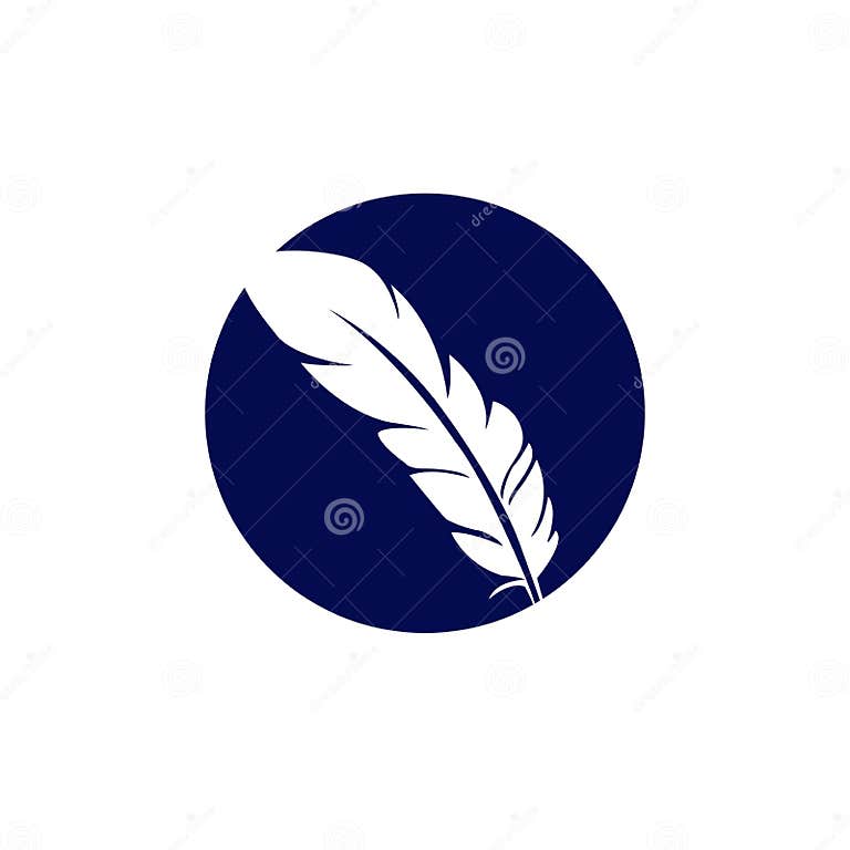Blue feather. Logo stock vector. Illustration of decoration - 171475420