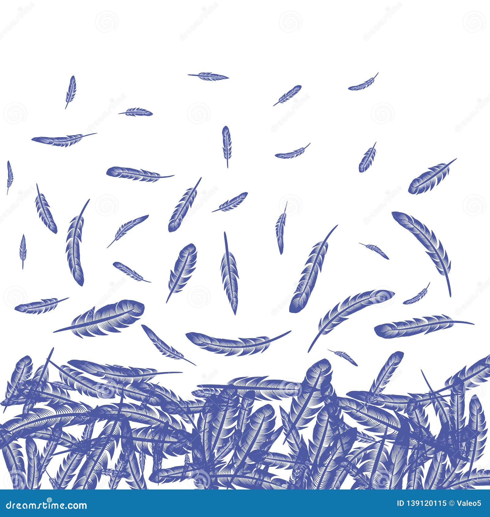 Blue Feathers Pattern stock vector. Illustration of plumage - 139120115