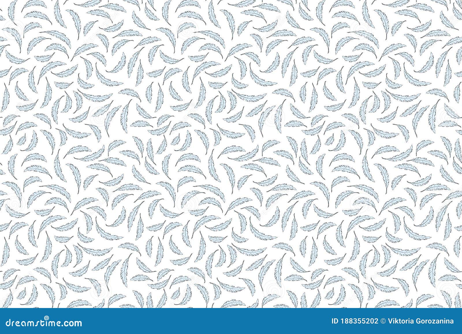 Blue Feathers Pattern. Seamless Vector. Calm Soft and Light Textile ...