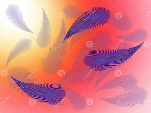 Blue feathers in red light stock illustration. Illustration of nature ...