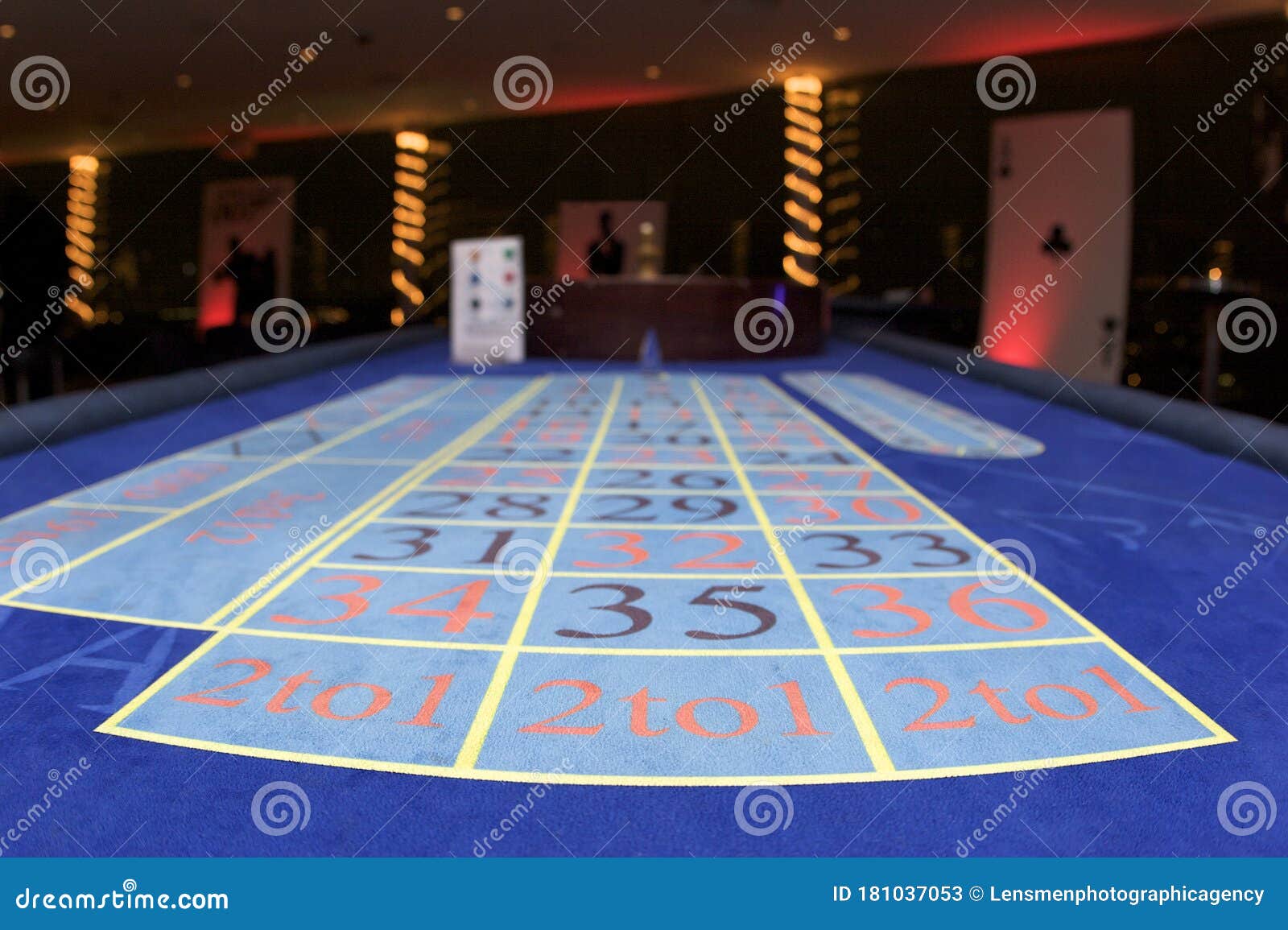 Blue Felt Roulette Table in a Casino. Stock Image - Image of felt ...