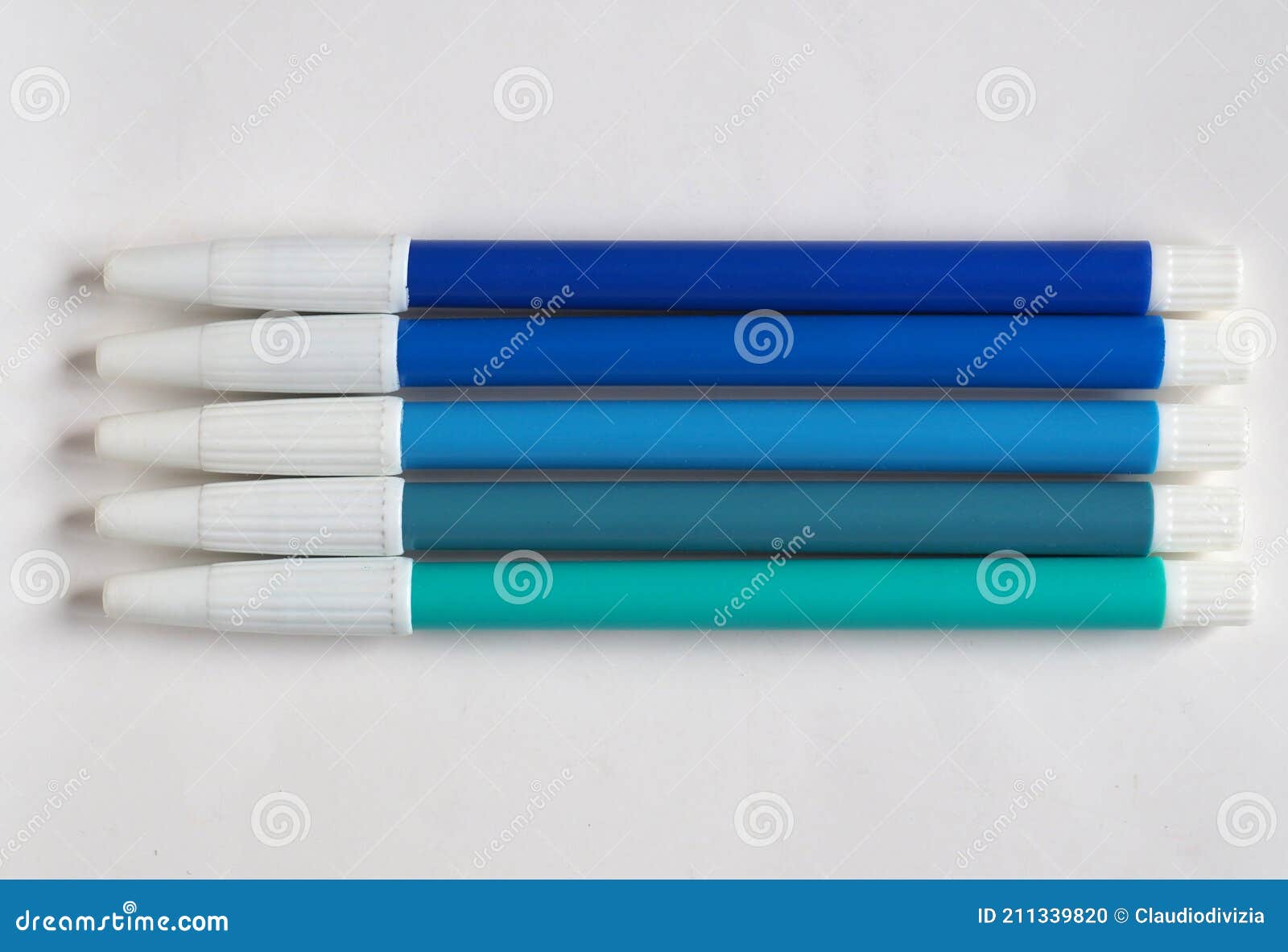 Blue felt tip pen stock photo. Image of colouring, table - 211339820