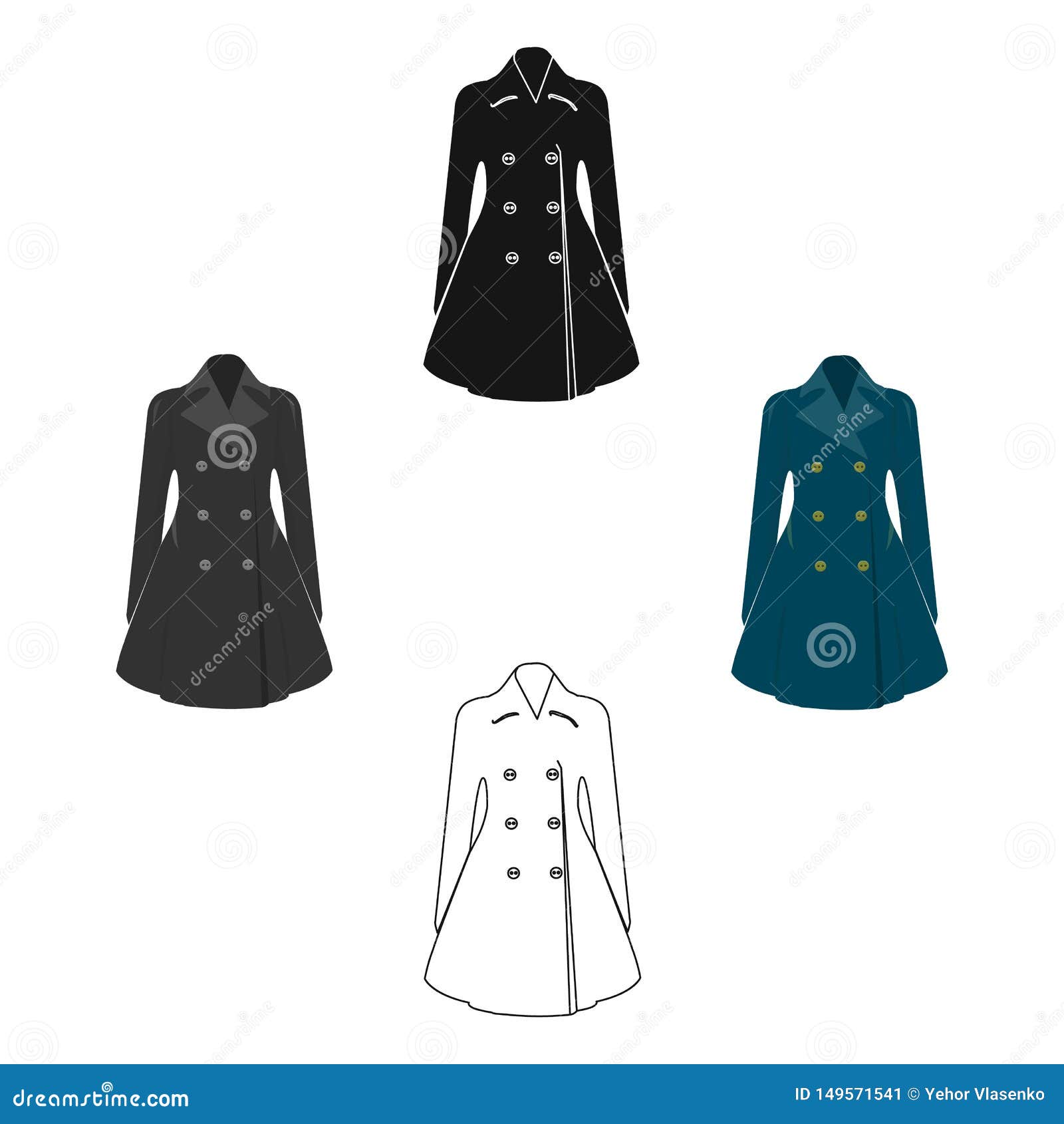 Blue Female Restrained Coat Buttoned Women S Outerwear Woman Clothes