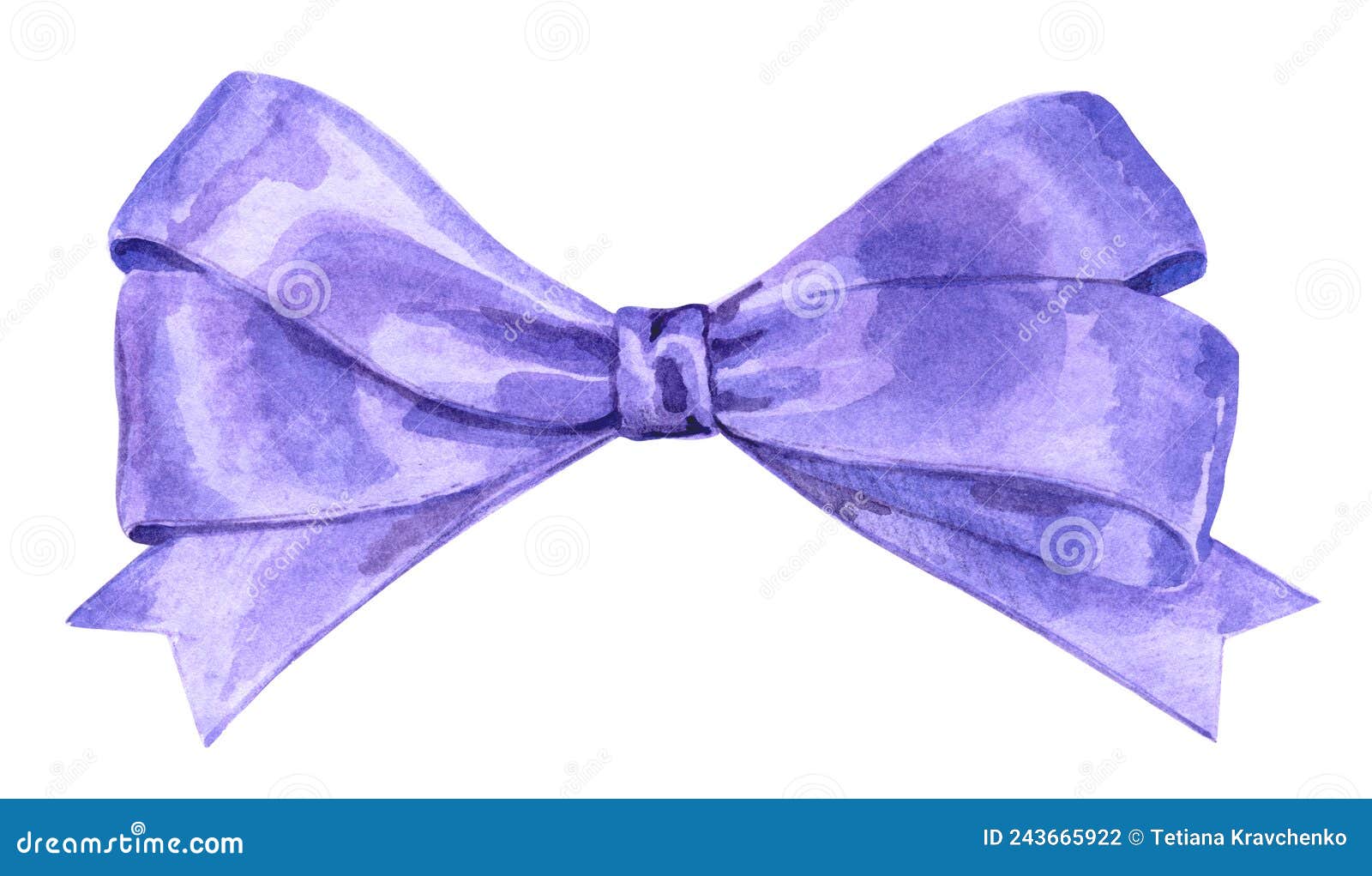 Blue Festive Bow, Painted Watercolor. Watercolor, Blue Bow. Festive ...