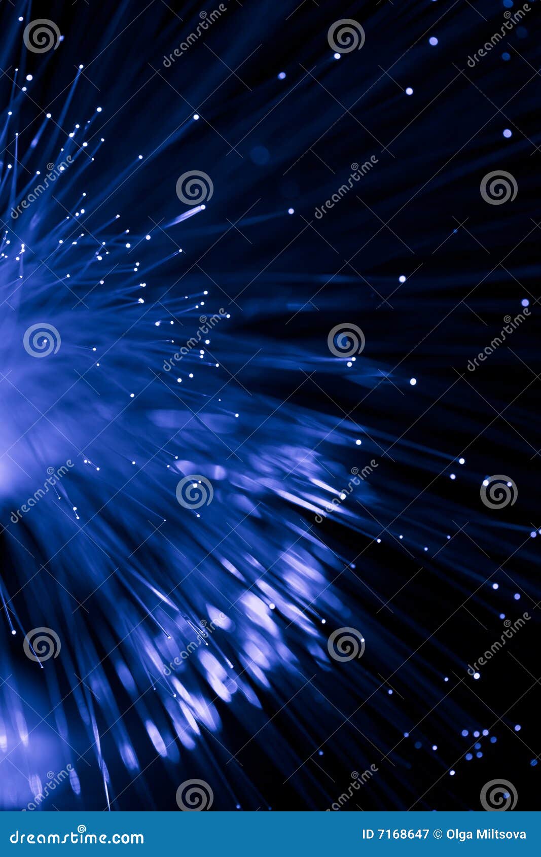 Blue Fiber Optic Over Black Background Stock Image - Image of glow ...