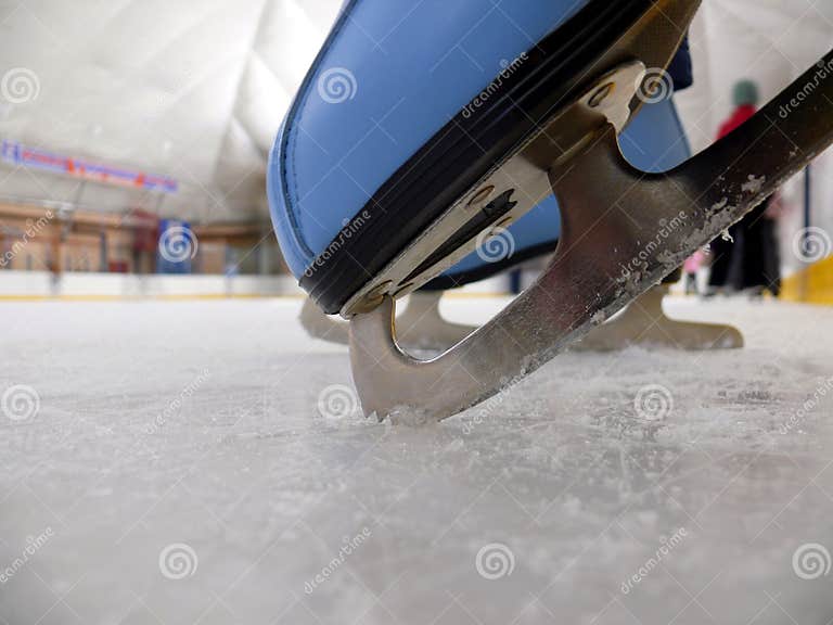 Blue Figure Skate in the Ice Stock Photo - Image of action, leather ...