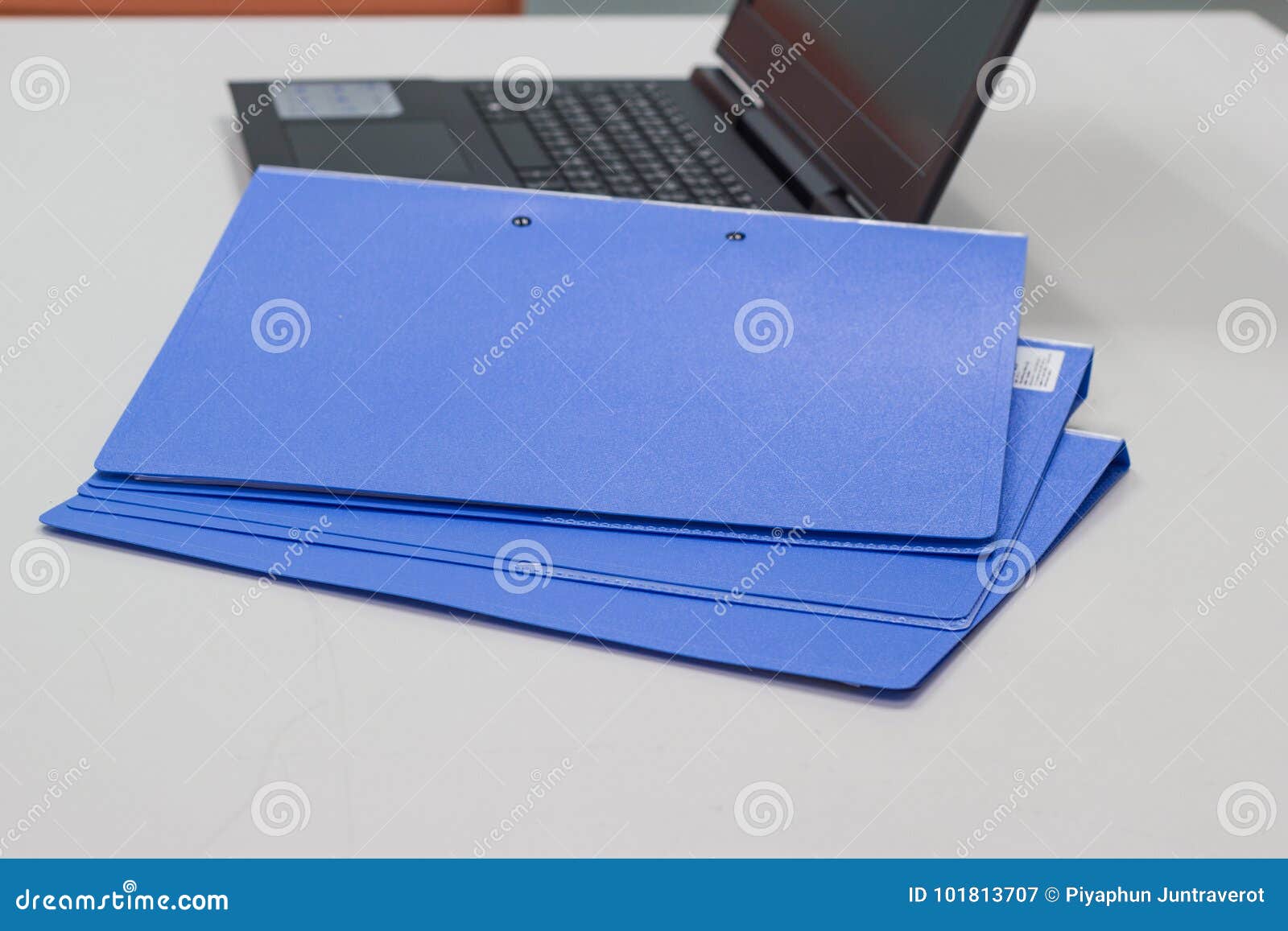 Blue File Folder with Documents for Presentation Stock Image - Image of ...
