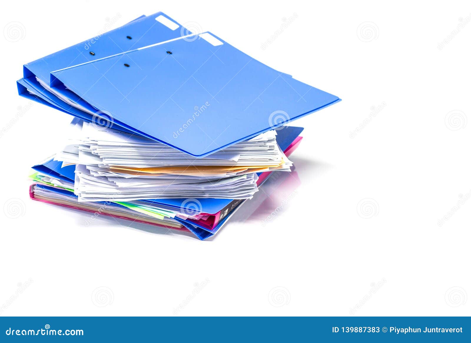 Blue File Folder with Documents on the White Table Stock Image - Image ... Blue File Folder with Documents on the White Table Stock Image - Image ...