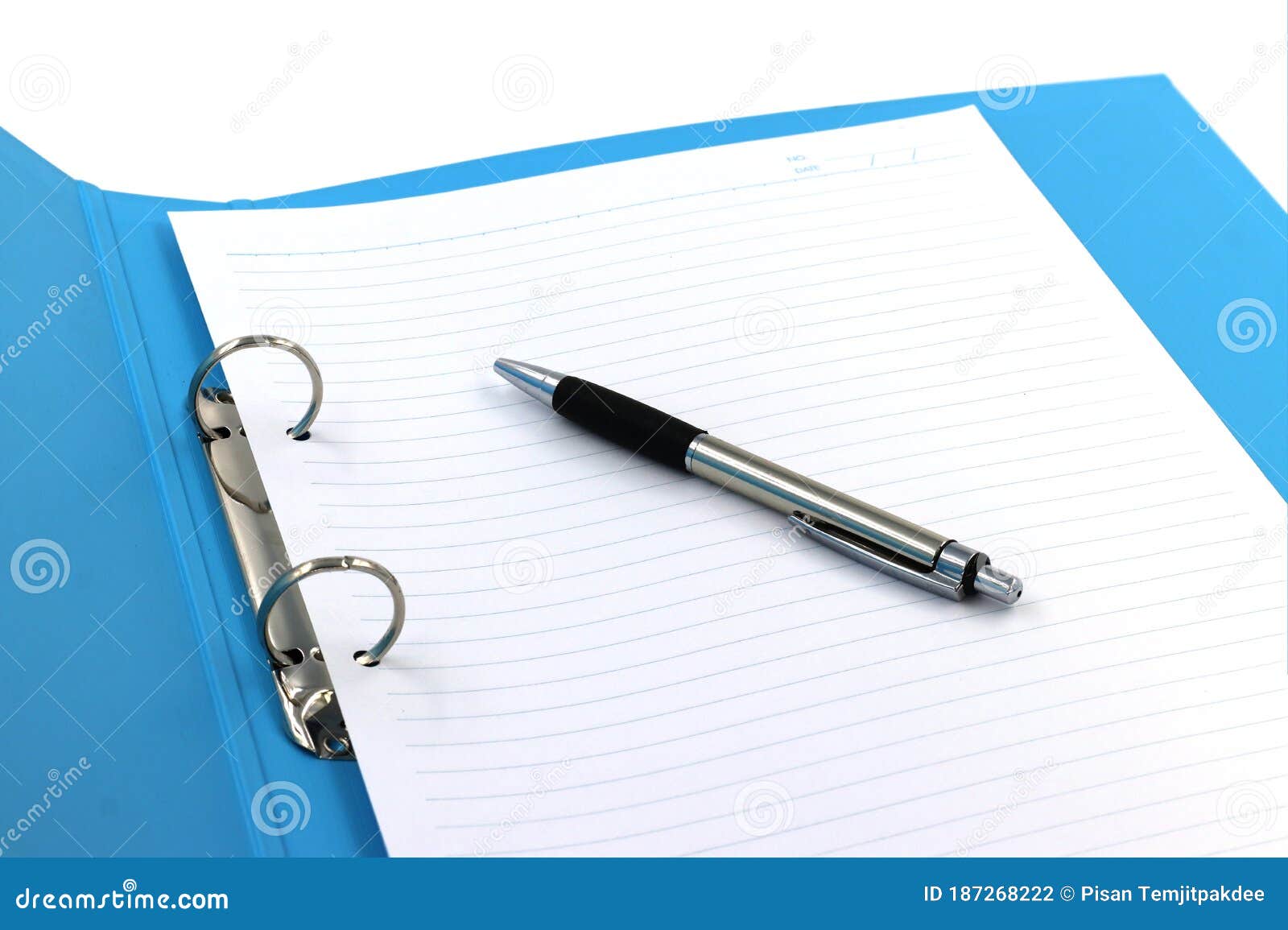 Blue File and Pen on a White Background. Open Folder Stock Photo ...