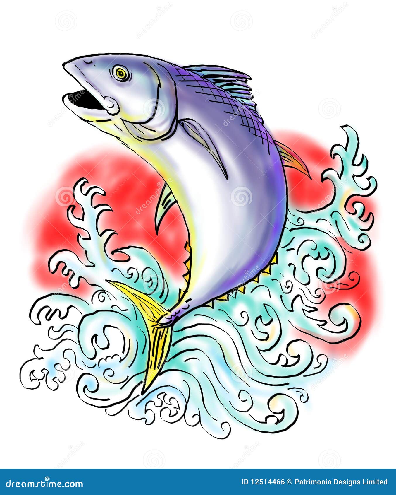Blue Fin Tuna Jumping Royalty-Free Cartoon | CartoonDealer.com #12514466