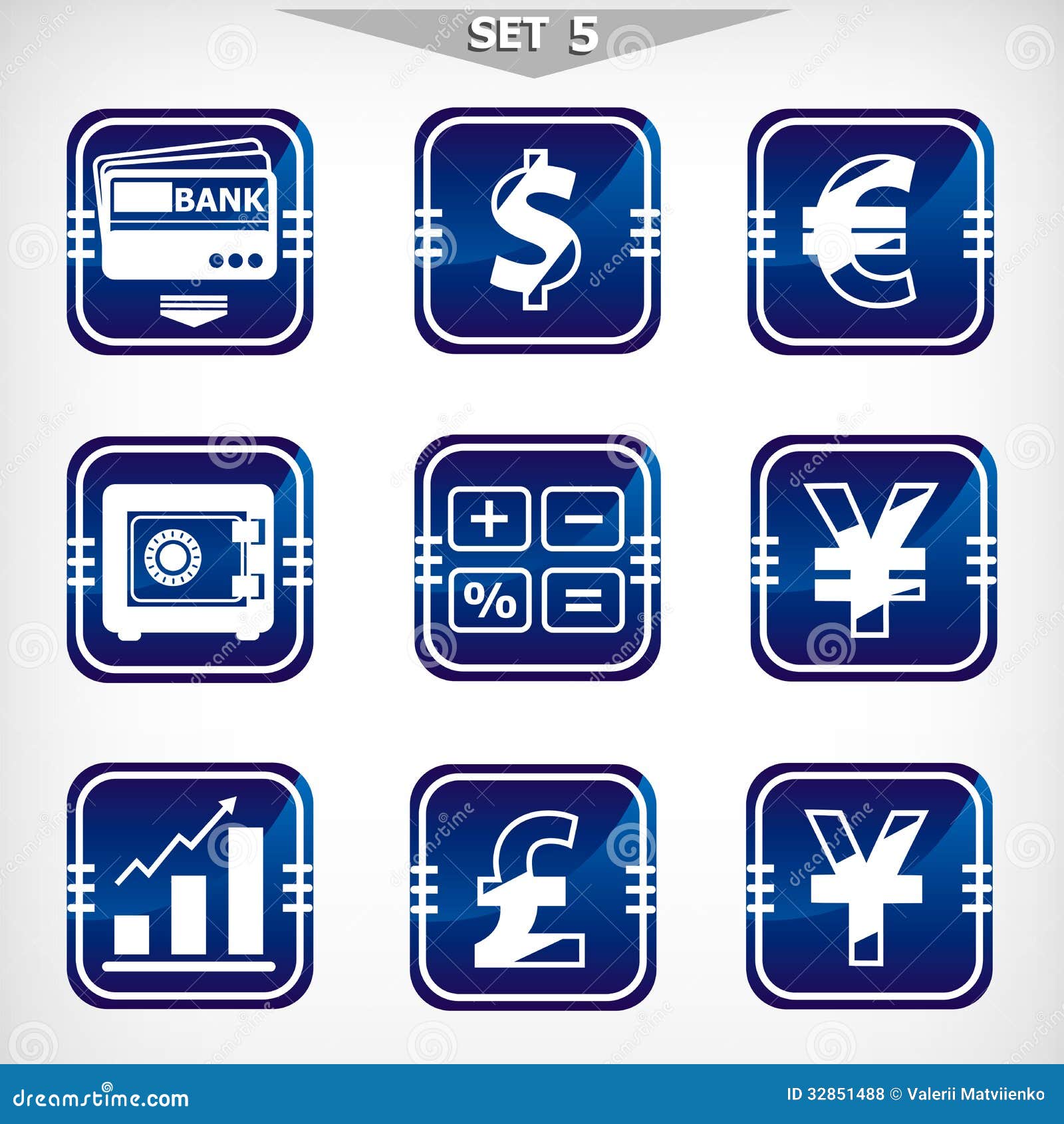 Blue finance icons set stock vector. Illustration of deposit - 32851488