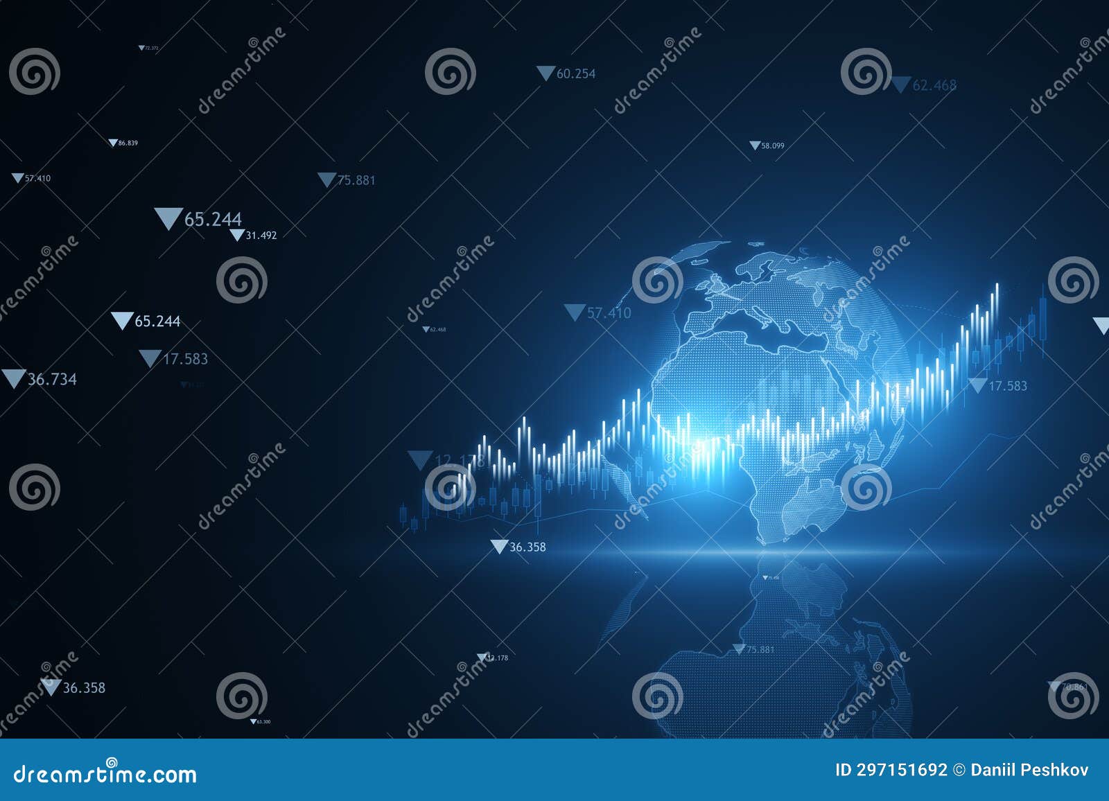 Blue Financial Data Monitoring Interface Design. Stock Illustration ...