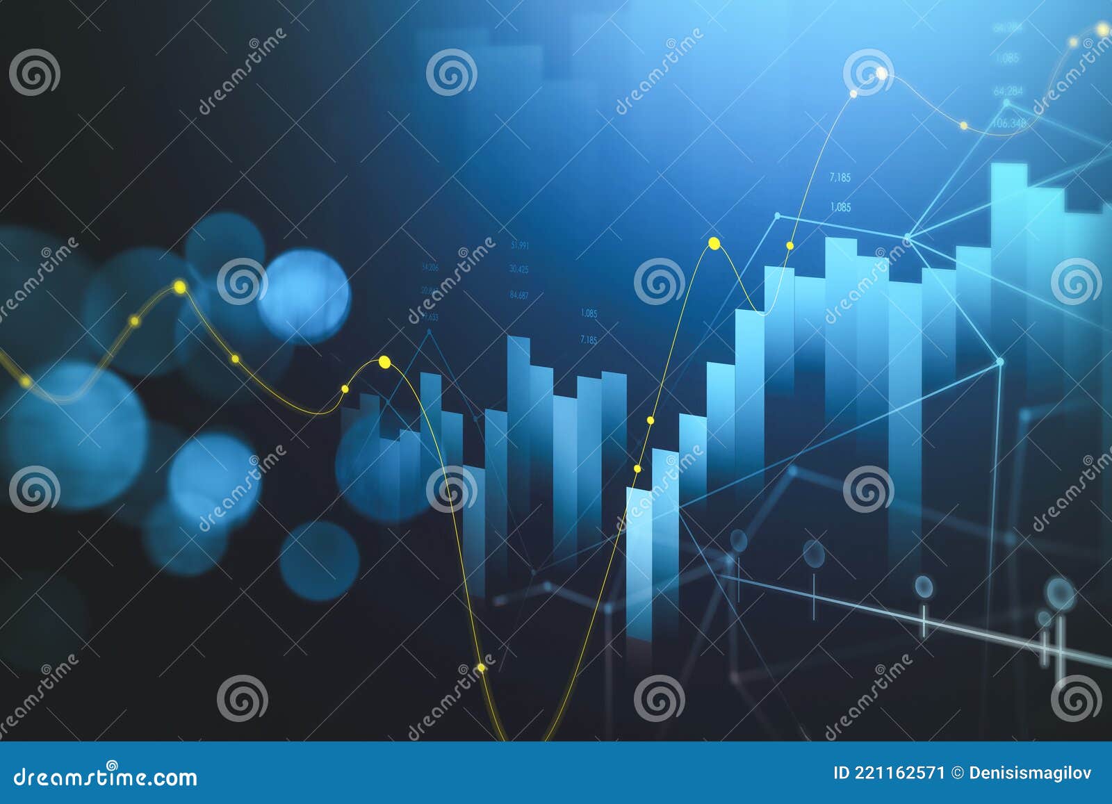 Blue Financial Graph Over Dark Blue Background Stock Illustration ...