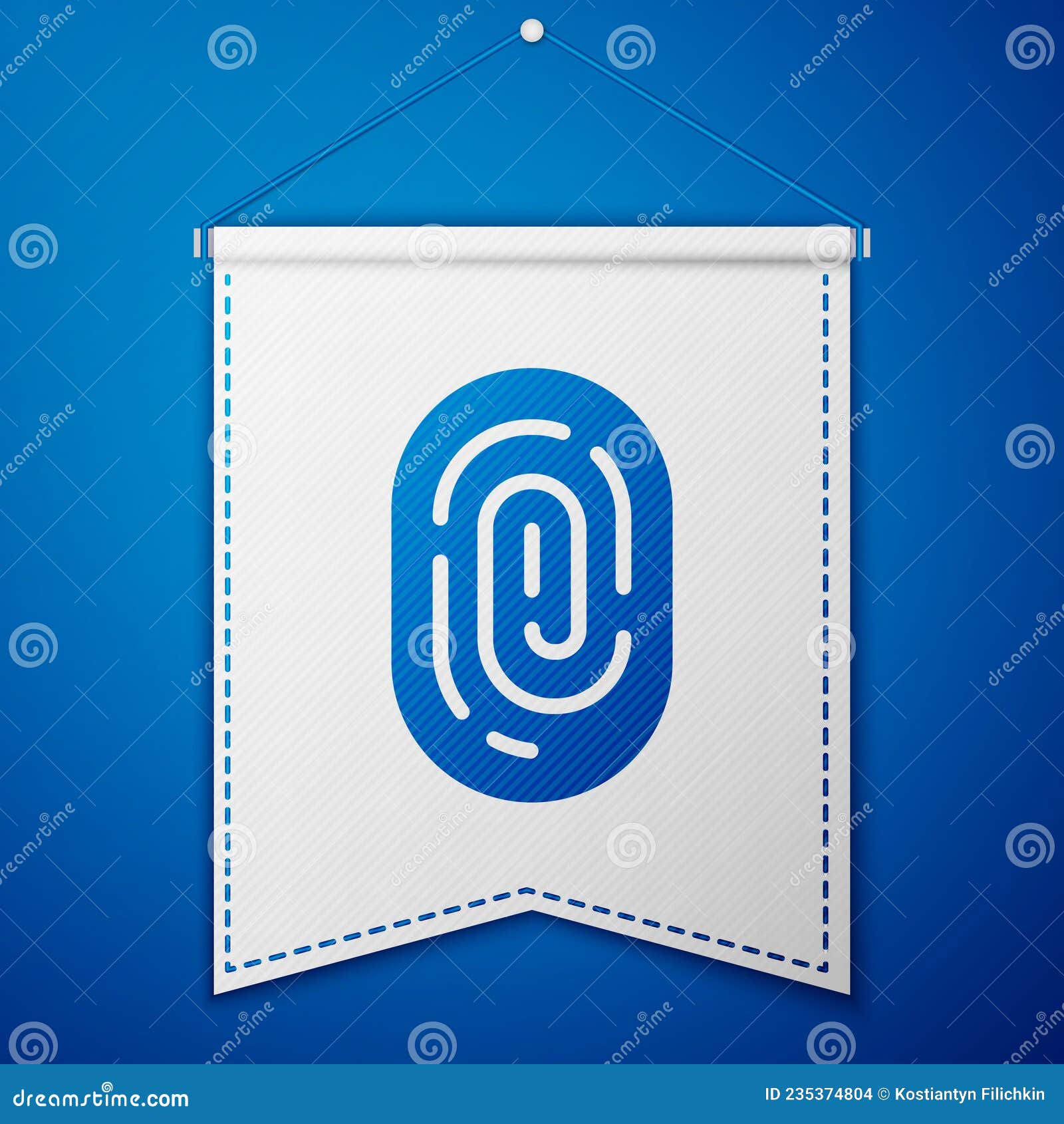 Blue Fingerprint Icon Isolated on Blue Background. ID App Icon ...