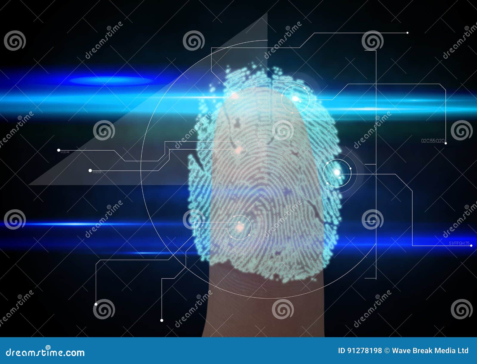 Blue Fingerprint Scan. only Finger Stock Illustration - Illustration of ...