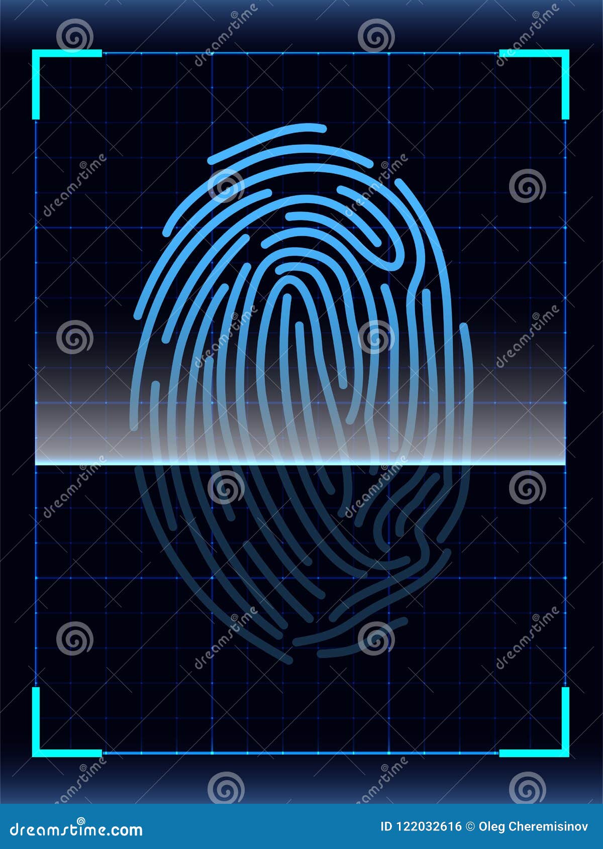 Blue Fingerprint on Technology Background. Vector Design Element. Stock ...
