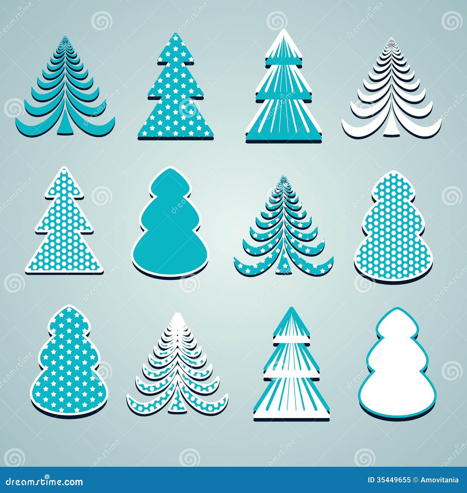 Blue Fir Tree Symbols stock illustration. Illustration of christmas ...