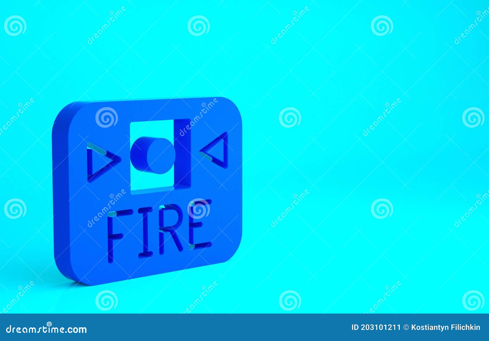 Blue Fire Alarm System Icon Isolated on Blue Background. Pull Danger ...